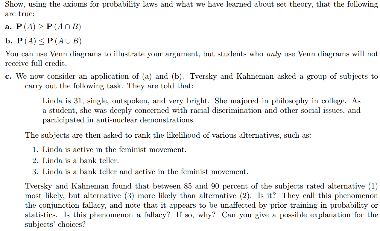 Solved Show, using the axioms for probability laws and what | Chegg.com
