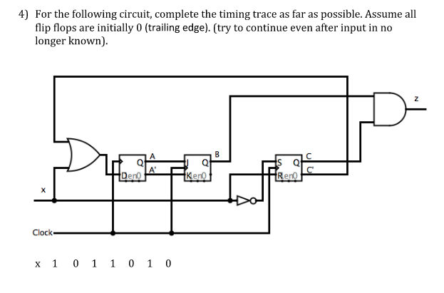 Solved 4) For the following circuit, complete the timing | Chegg.com