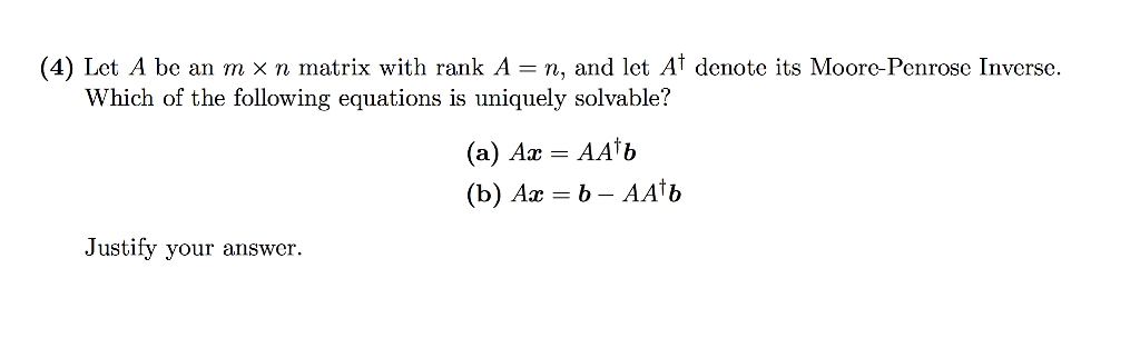 Solved Let A be an m times n matrix with rank A = n, and let | Chegg.com