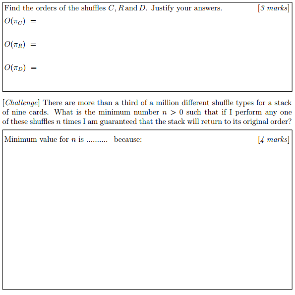 Solved pack using a combination of three types of shuffle | Chegg.com