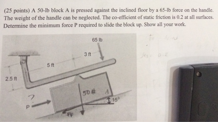 Solved A 50-lb block A is pressed against the inclined floor | Chegg.com