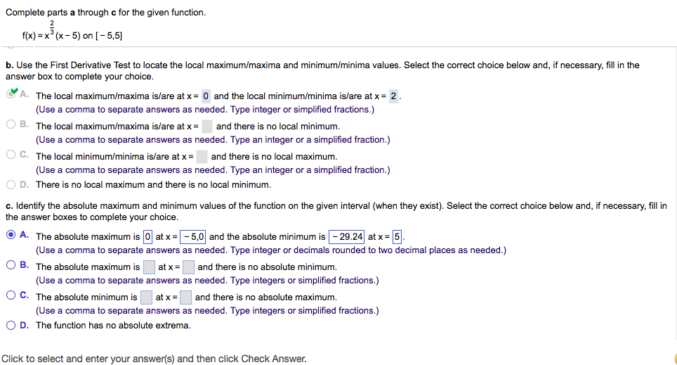 Solved Complete parts a through c for the given function | Chegg.com