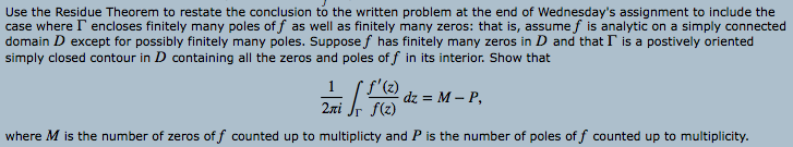 Solved Use the Residue Theorem to restate the conclusion to | Chegg.com