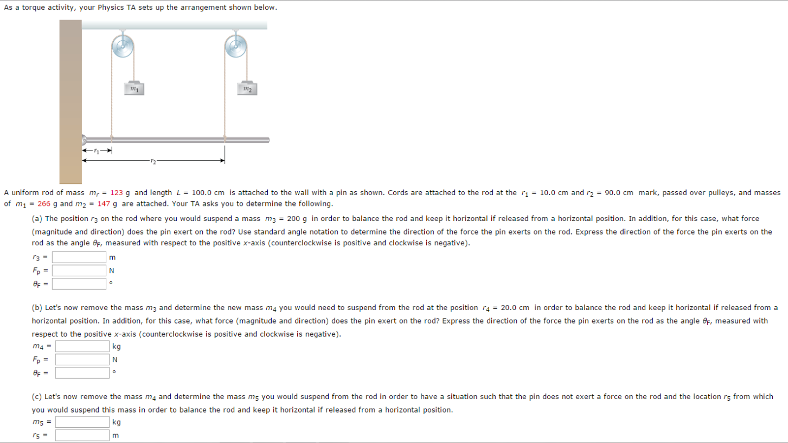 Solved As a torque activity, your Physics TA sets up the | Chegg.com