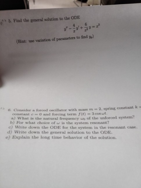 Solved 5. Find the general solution to the ODE + (Hint: use | Chegg.com
