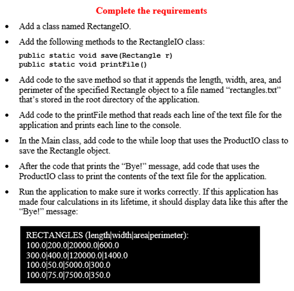 Solved Complete the requirements Add a class named | Chegg.com