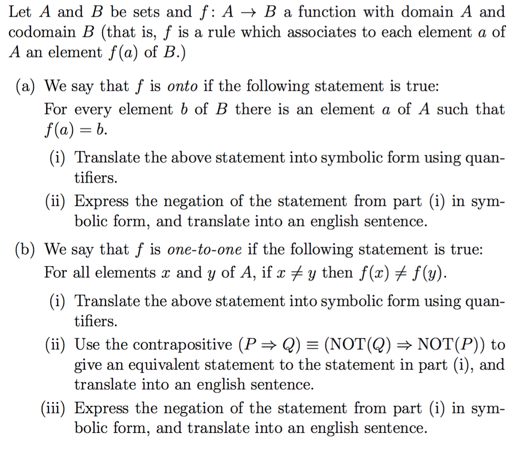 Solved Let A and B be sets and f: A rightarrow B a function | Chegg.com
