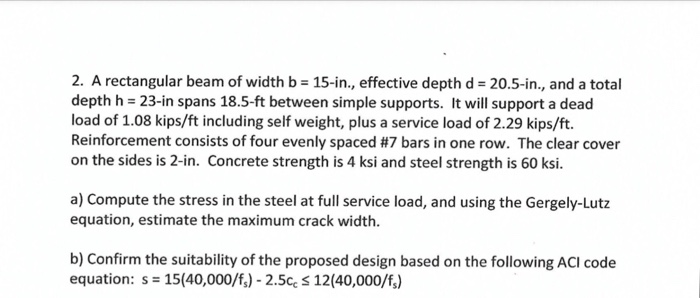 Solved A rectangular beam of width b = 15-in., effective | Chegg.com
