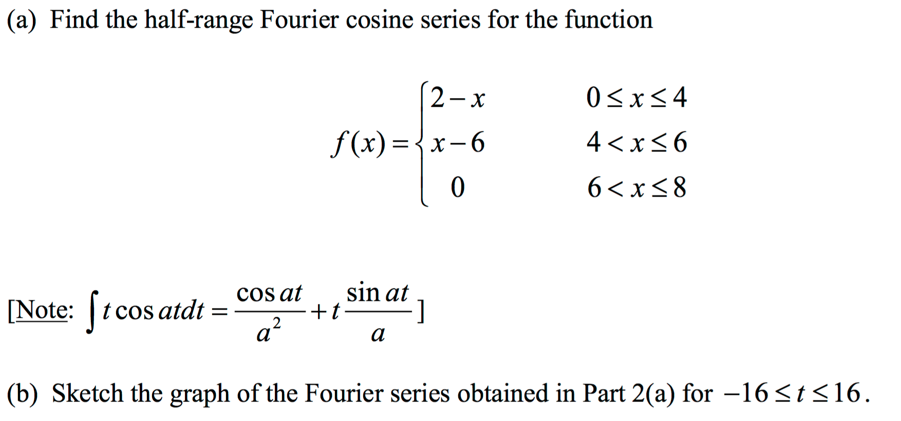 Solved a Find The Half range Fourier Cosine Series For The Chegg Solved a Find The Half range Fourier Cosine Series For The Chegg