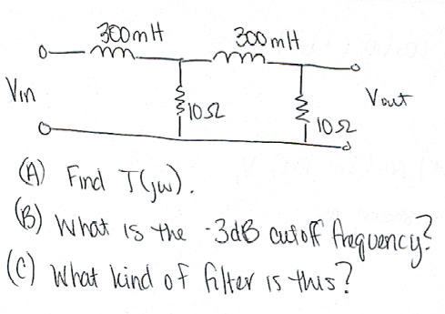 Solved Find T(jw). What is the 3dB cutoff frequency? What | Chegg.com
