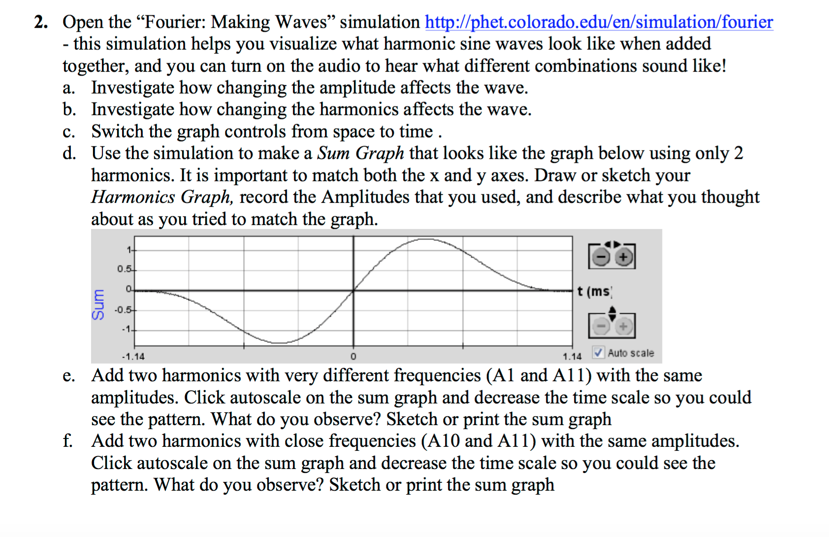 Solved Open the "Fourier: Making Waves" simulation | Chegg.com