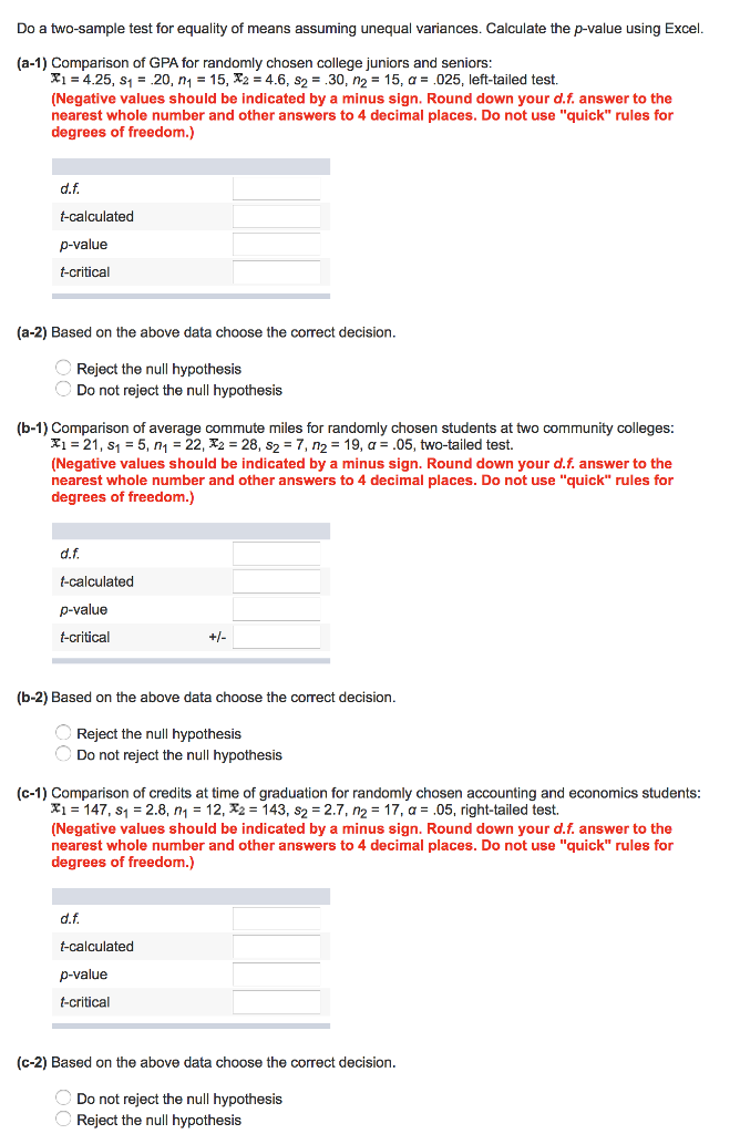 Solved Do a two-sample test for equality of means assuming | Chegg.com