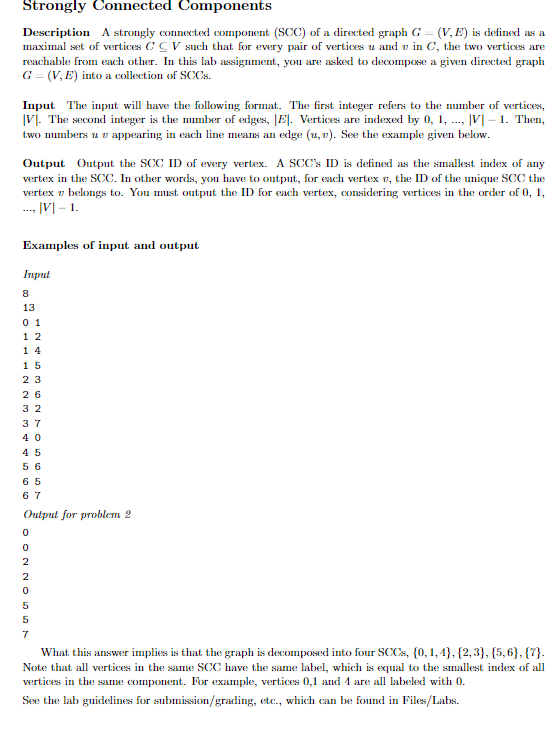 Solved Strongly Connected Components Description A strongly | Chegg.com