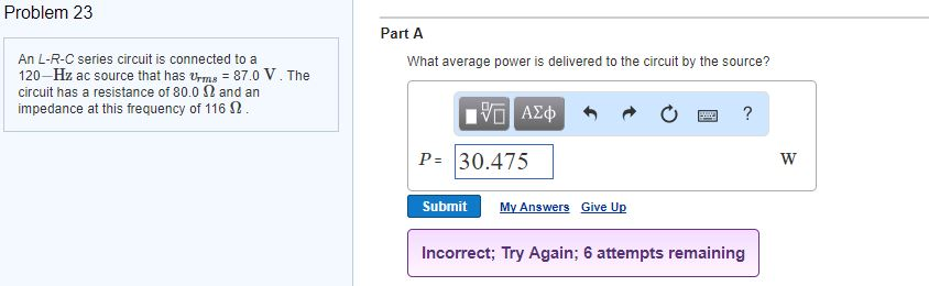 Solved Problem 23 Part A An L-R-C series circuit is | Chegg.com