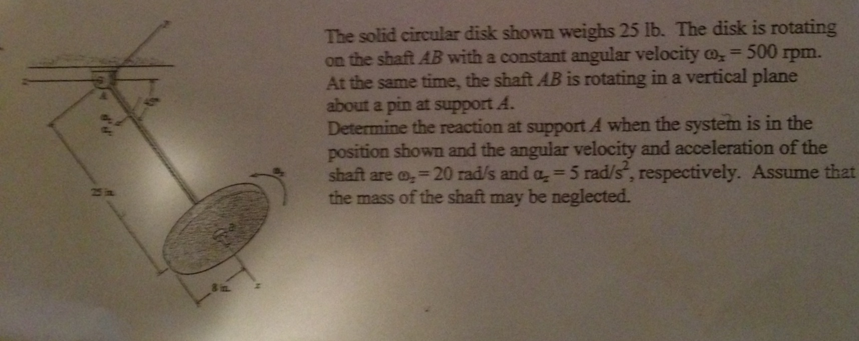 The solid circular disk shown weighs 25 lb. The | Chegg.com