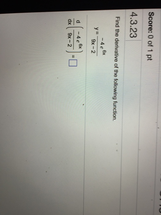 Solved Find the derivative of the following function. Y = | Chegg.com