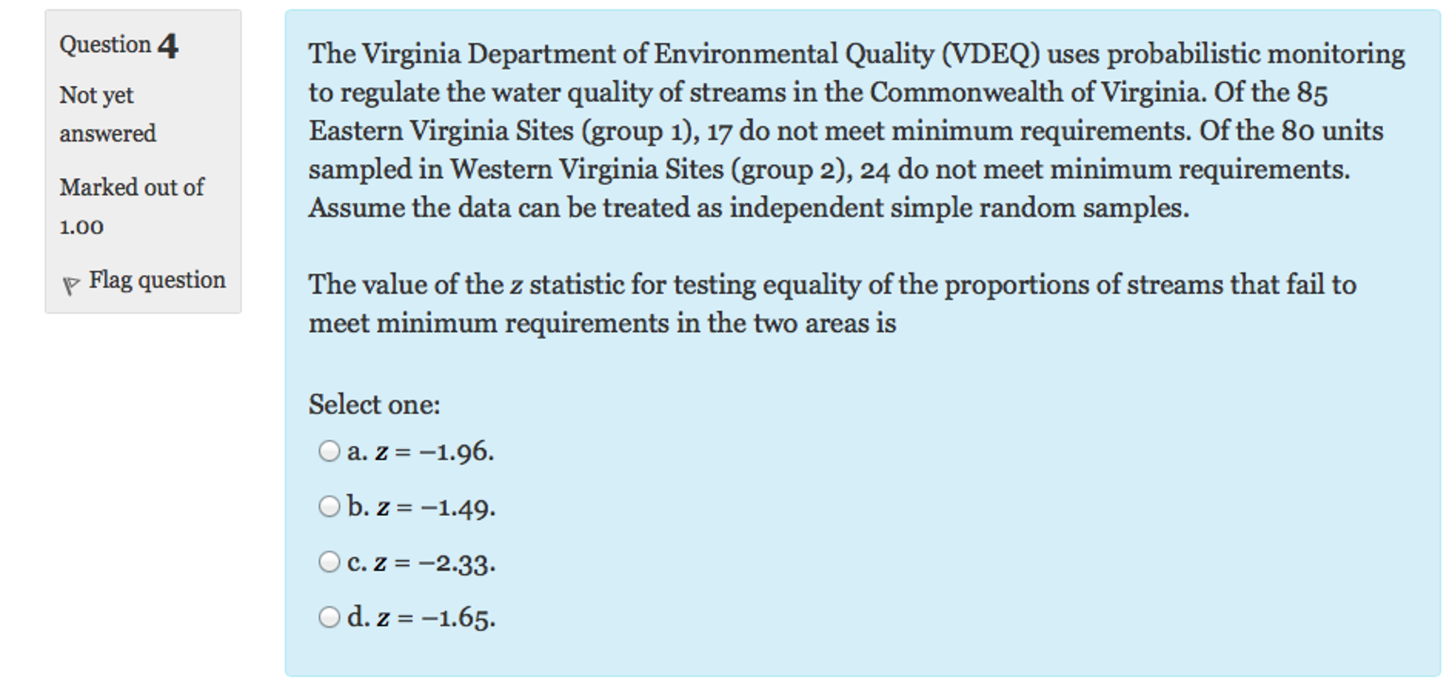 Solved The Virginia Department of Environmental Quality | Chegg.com