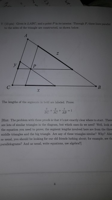 Solved 7, (15 pts) Given is ABC, and a point P in its | Chegg.com