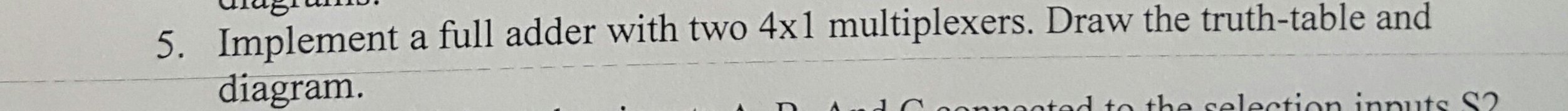 Solved Implement a full adder with two 4times1 multiplexers. | Chegg.com
