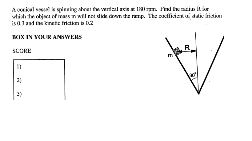 Solved A conical vessel is spinning about the vertical axis | Chegg.com