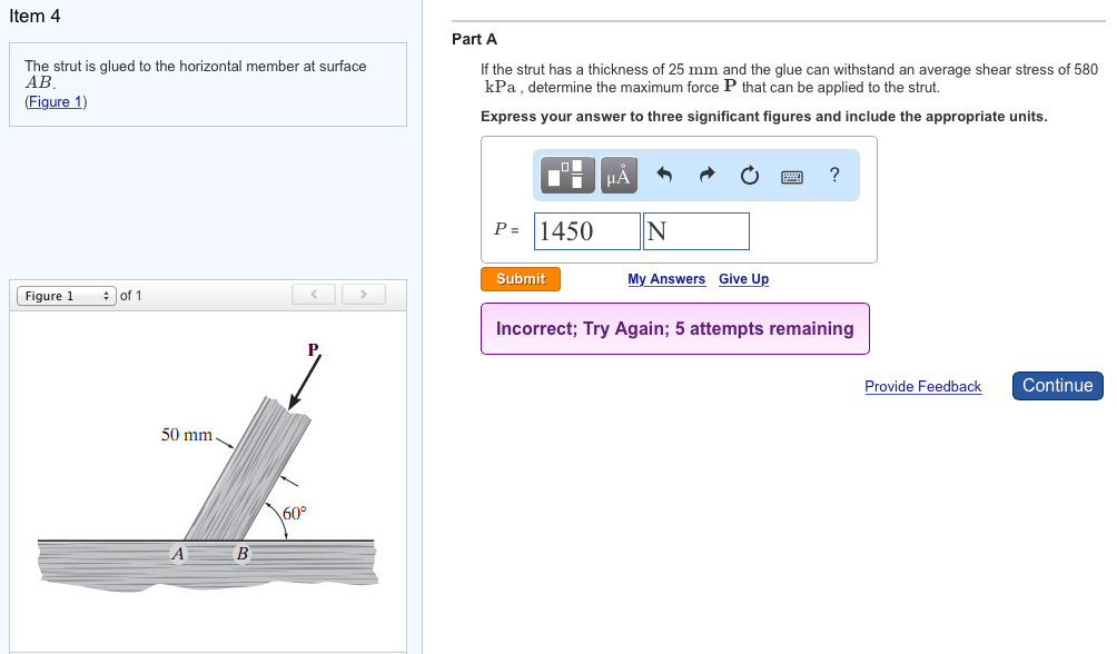 The strut is glued to the horizontal member at | Chegg.com