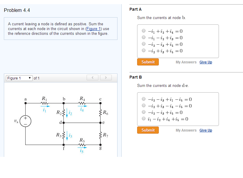Solved A current leaving a node is defined as positive. Sum | Chegg.com