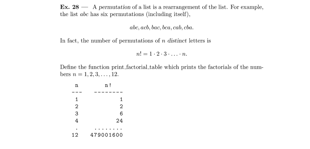 Solved Ex. 28A permutation of a list is a rearrangement of | Chegg.com
