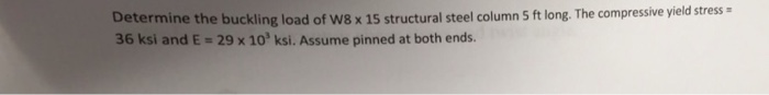Solved Determine the buckling load of W8 x 15 structural | Chegg.com
