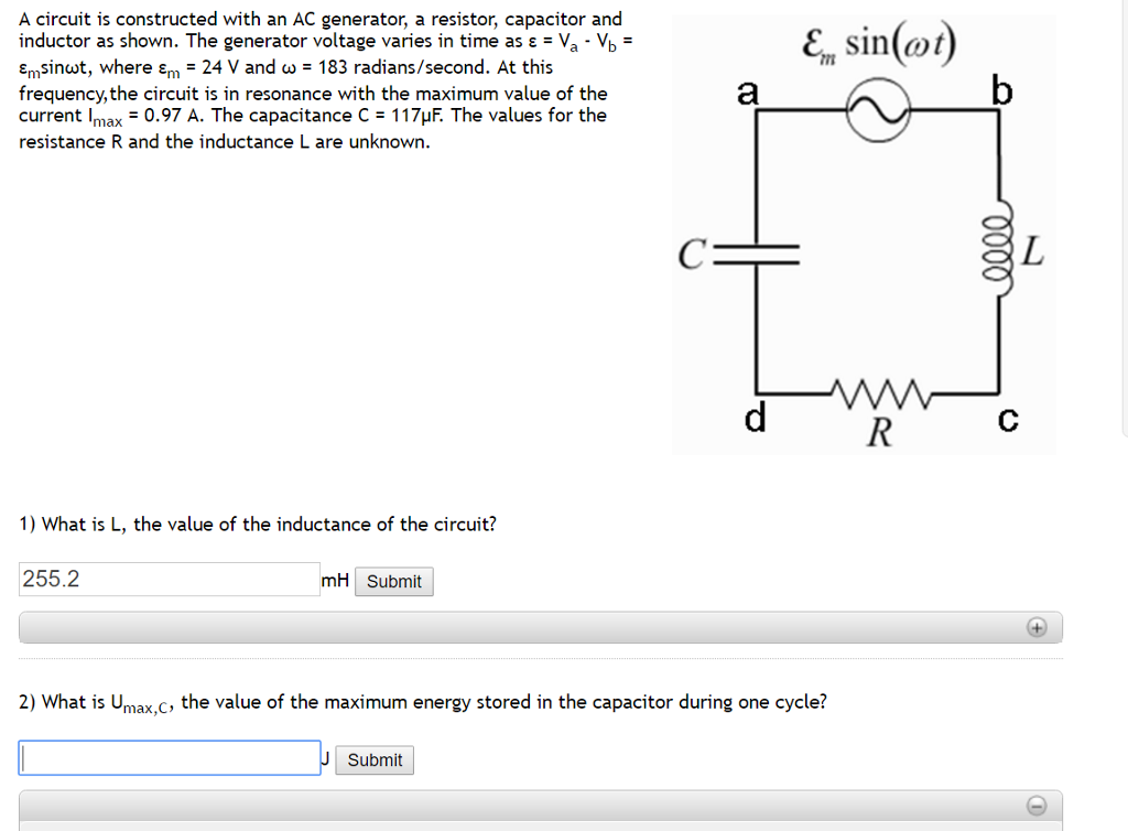 Solved A circuit is constructed with an AC generator, a | Chegg.com
