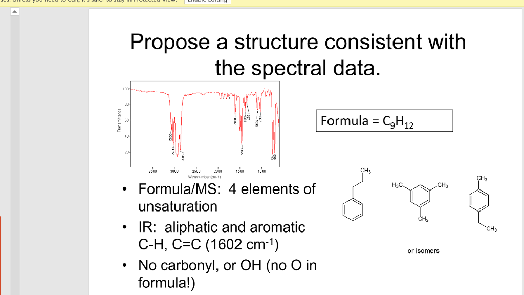 Solved Propose a structure consistent with the spectral data | Chegg.com
