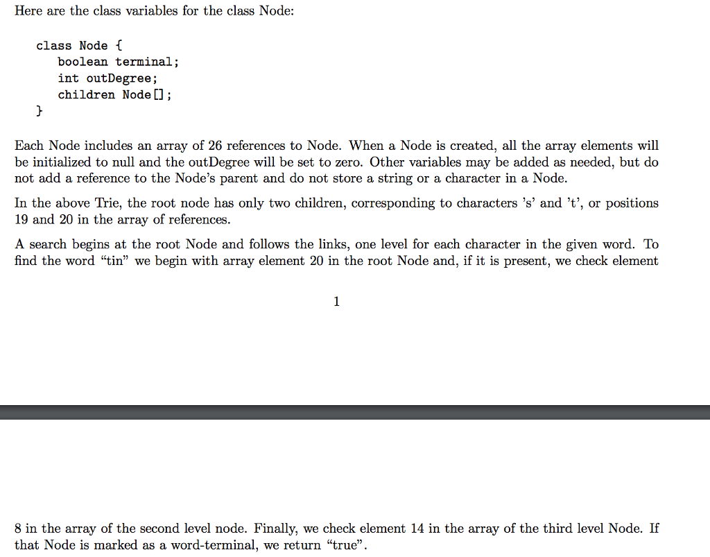 Solved You are going to write a class to implement a Trie | Chegg.com