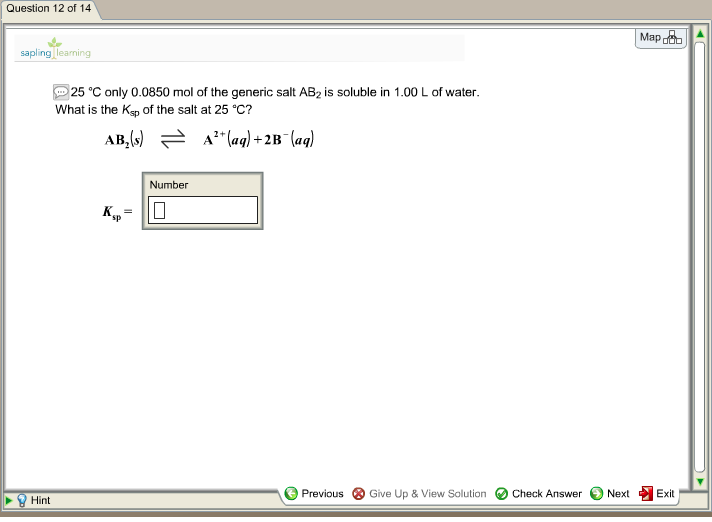 Solved Question 12 of 14 Map A pling 25 °C only 0.0850 mol | Chegg.com