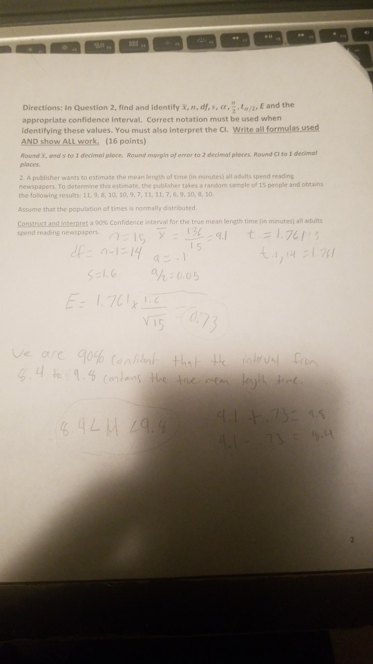 Solved Directions: In Question 3, find and identify a, df, | Chegg.com
