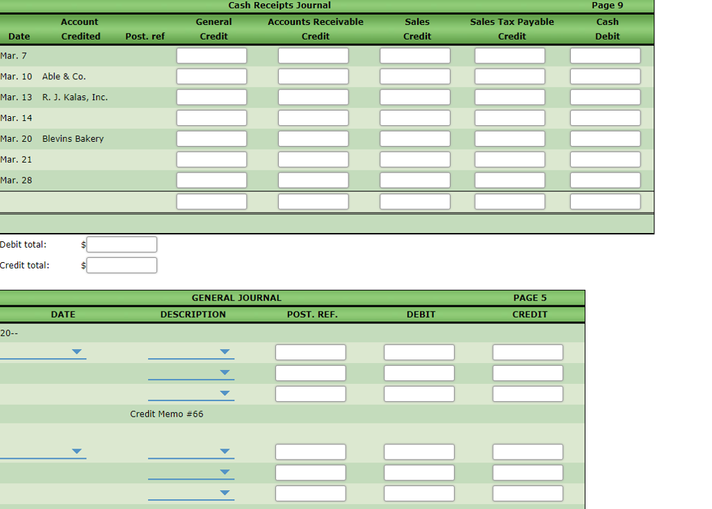 Solved Sales Journal, Cash Receipts Journal, and General | Chegg.com