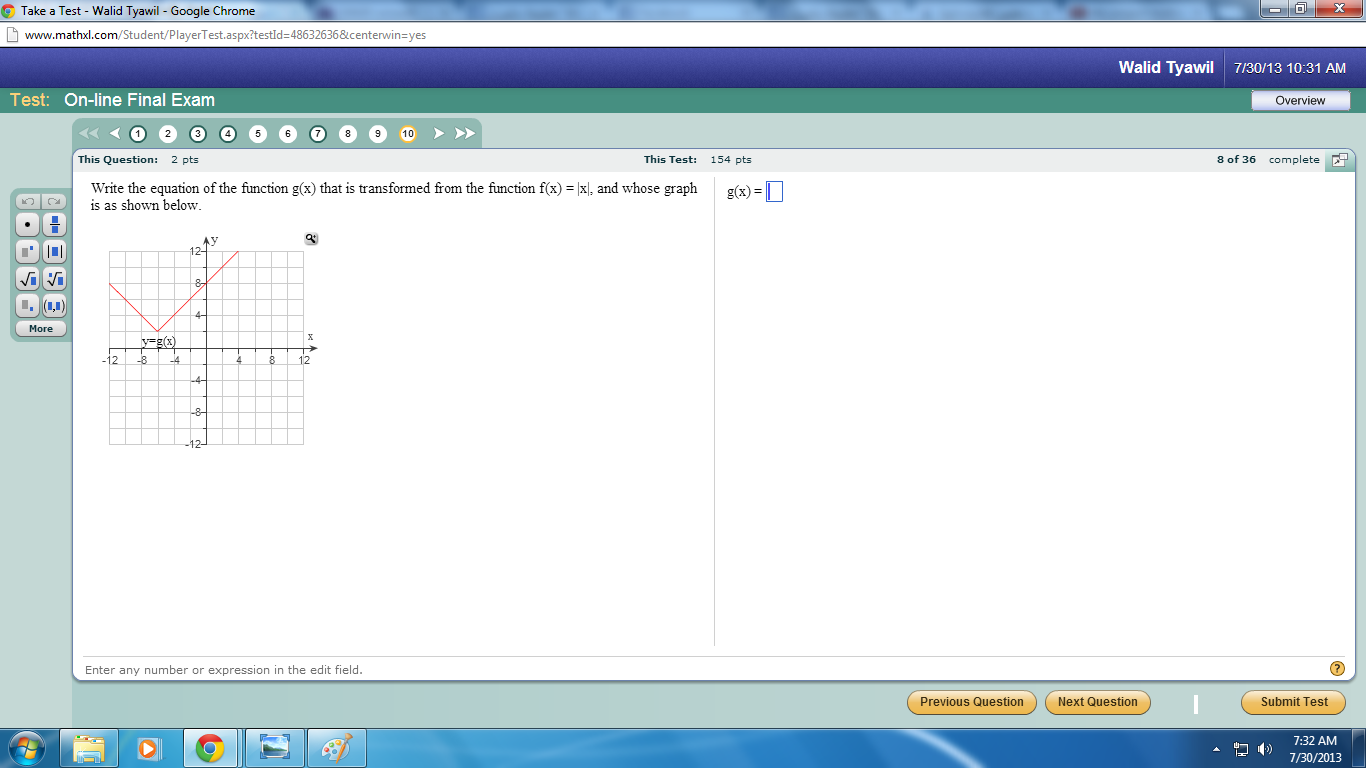 Solved Write The Equation Of The Function G X That Is