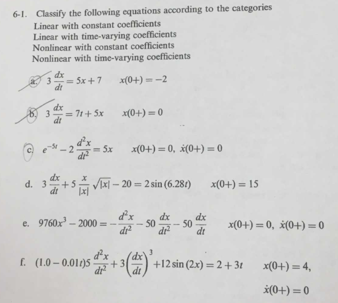Solved Classify the following equations according to the | Chegg.com