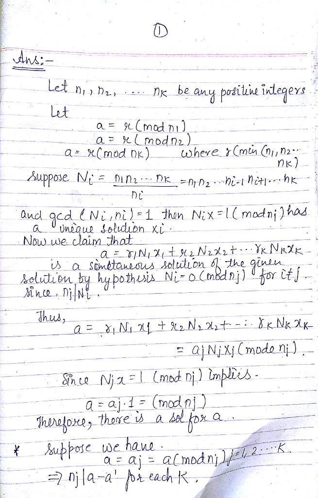 Solved Let n1,n2,..., nk be any positive integers. . Prove | Chegg.com