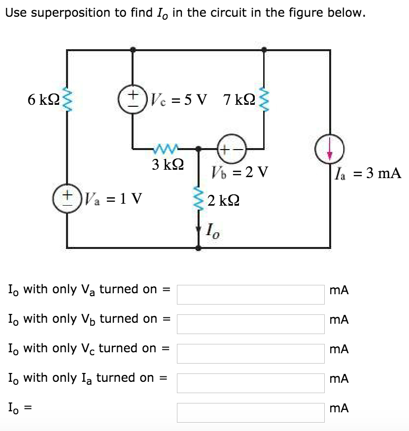 Solved Use superposition to find Io in the circuit in the | Chegg.com