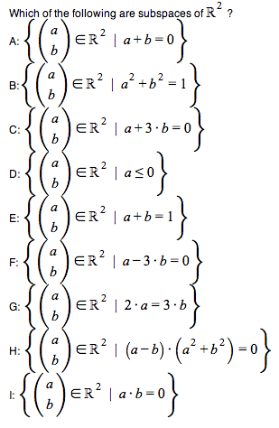 Solved Which of the following are subspaces of R2 ? | Chegg.com