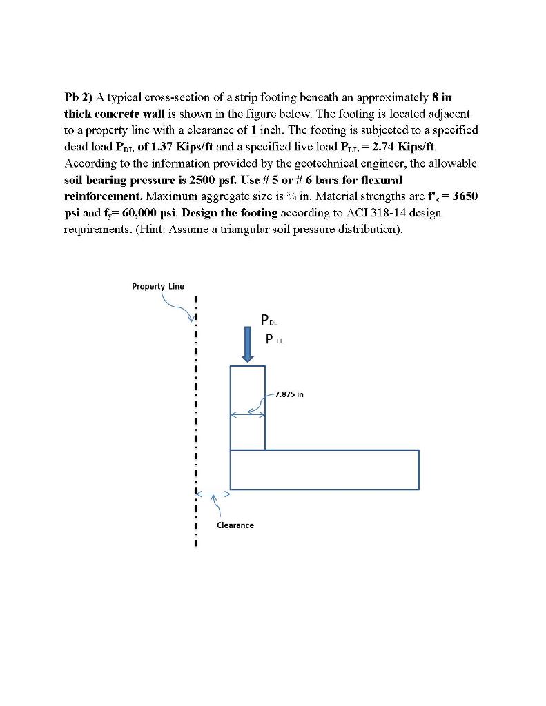 A typical cross-section of a strip footing beneath an | Chegg.com