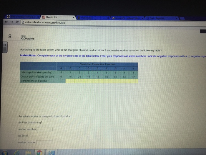 Solved According to the table below, what is the marginal | Chegg.com