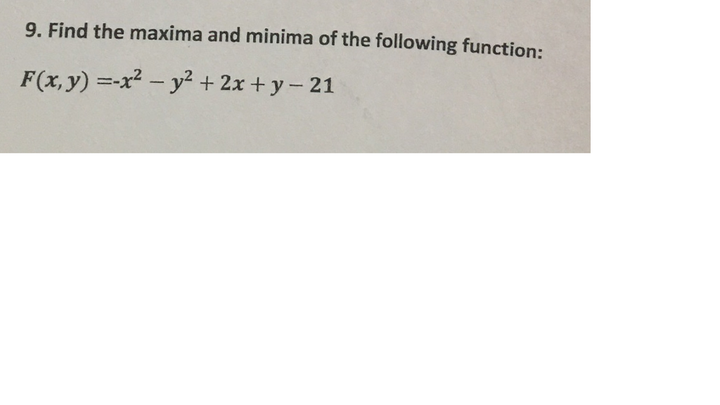 Solved Find the maxima and minima of the following function: | Chegg.com
