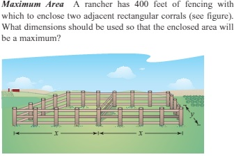 Solved A rancher has 400 feet of fencing with which to | Chegg.com