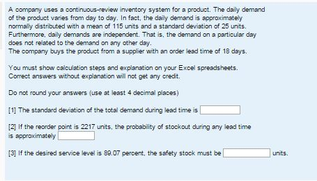 A company uses a continuous?review inventory system | Chegg.com