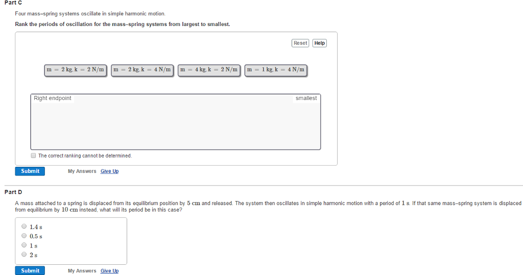 Solved Four mass-spring systems oscillate in simple harmonic | Chegg.com