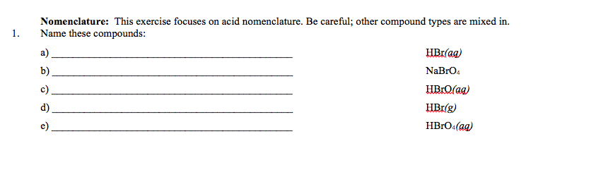 Solved Nomenclature: This exercise focuses on acid | Chegg.com