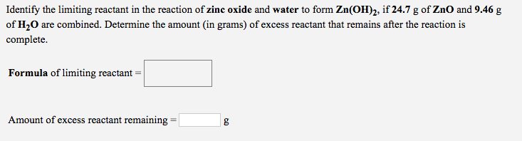 Solved Identify the limiting reactant in the reaction of | Chegg.com