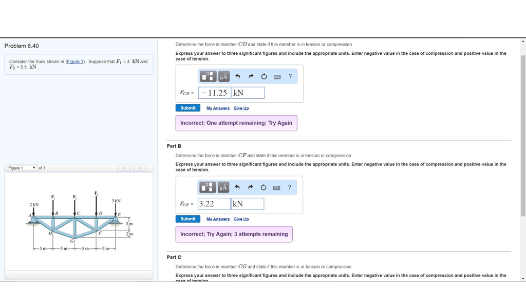 Solved Problem 6 40 Determine The Force In Member Cd And