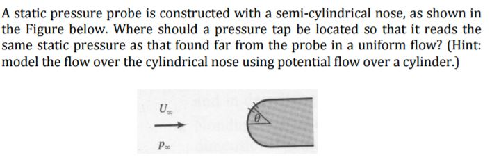 Solved A static pressure probe is constructed with a | Chegg.com