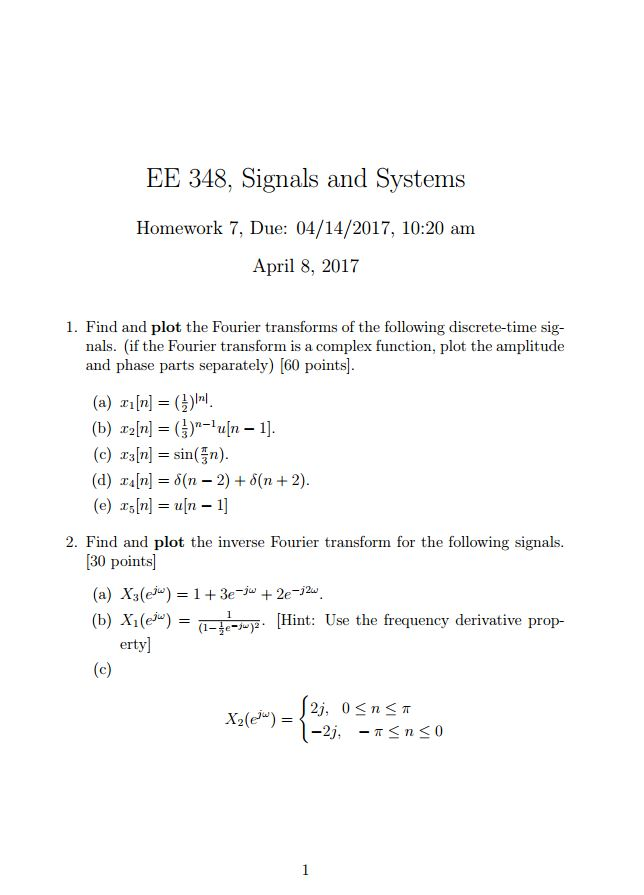 Solved Find and plot the Fourier transforms of the following | Chegg.com